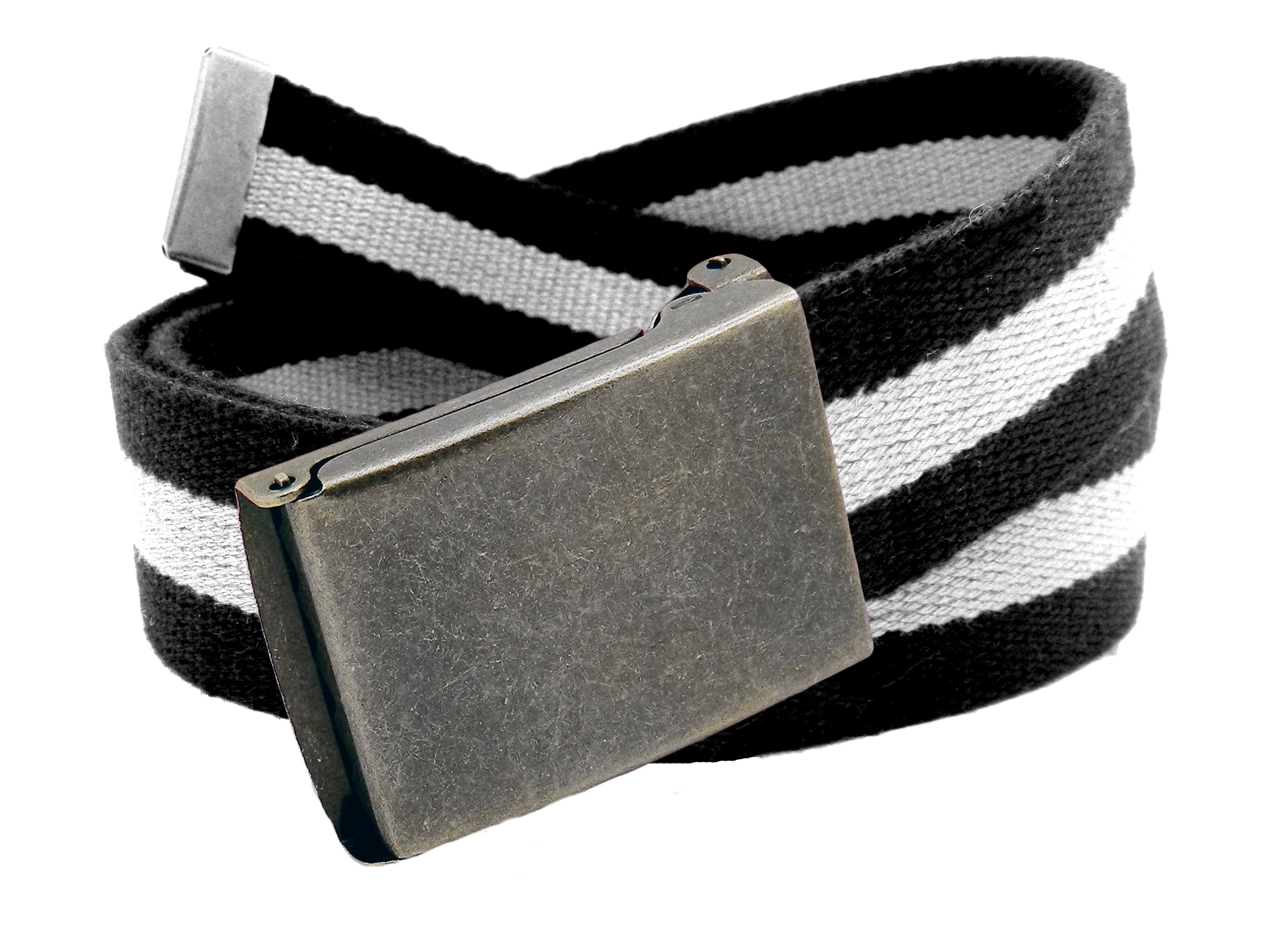 Men's Distressed Silver Flip Top Military Belt Buckle with Canvas Web ...