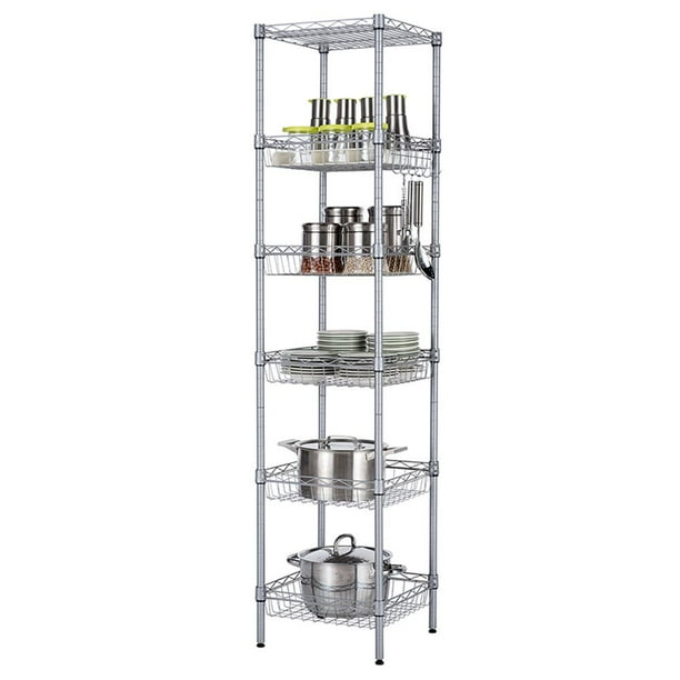 UBesGoo 6-Shelf Wire Shelving Unit, Adjustable Steel Storage Rack ...
