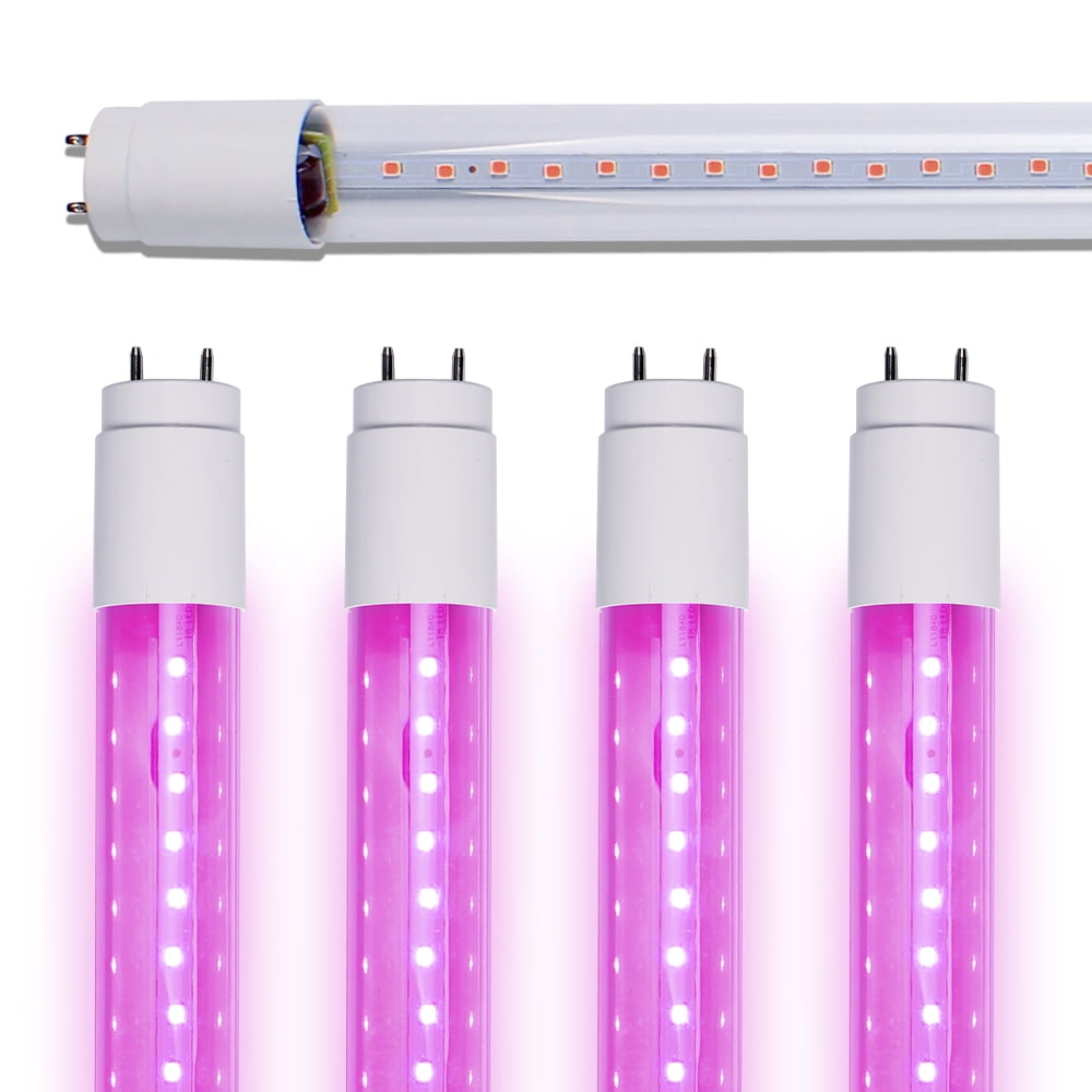 (4 Pack) F9T8 LED Grow Light Tube for Plants, 2FT(24"), 9W, Full Spectrum, G13 Base, Ballast ...