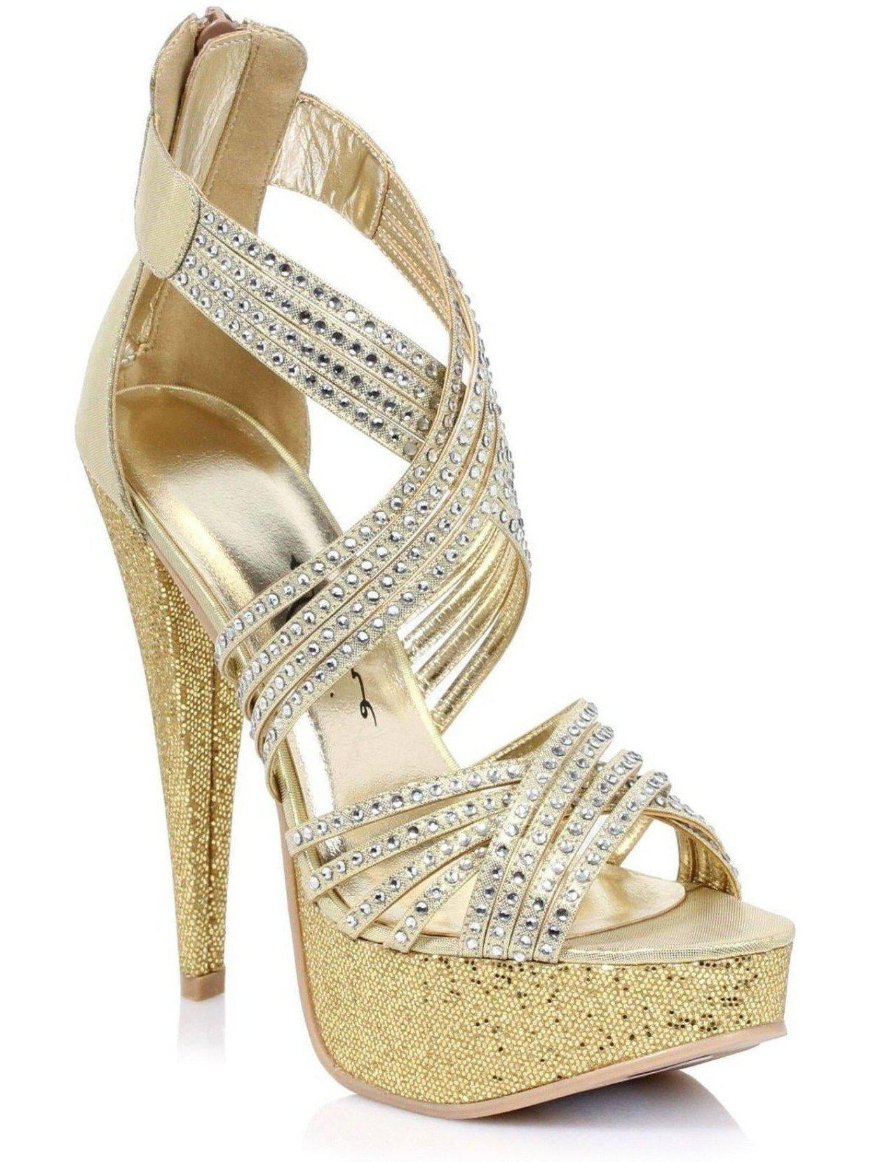 E-532-Mia, 5" Heel Womens Metallic Heel Sandal w/tripple straps & Studs ...