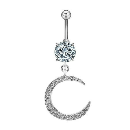 Nombril Moon Belly Button Rings Puncture Navel Piercing Ring Diamond ...