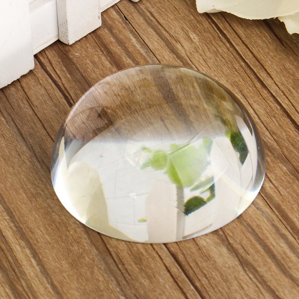80mm Crystal Half Sphere Dome Magnifier Reading Paperweight Glass Decor ...