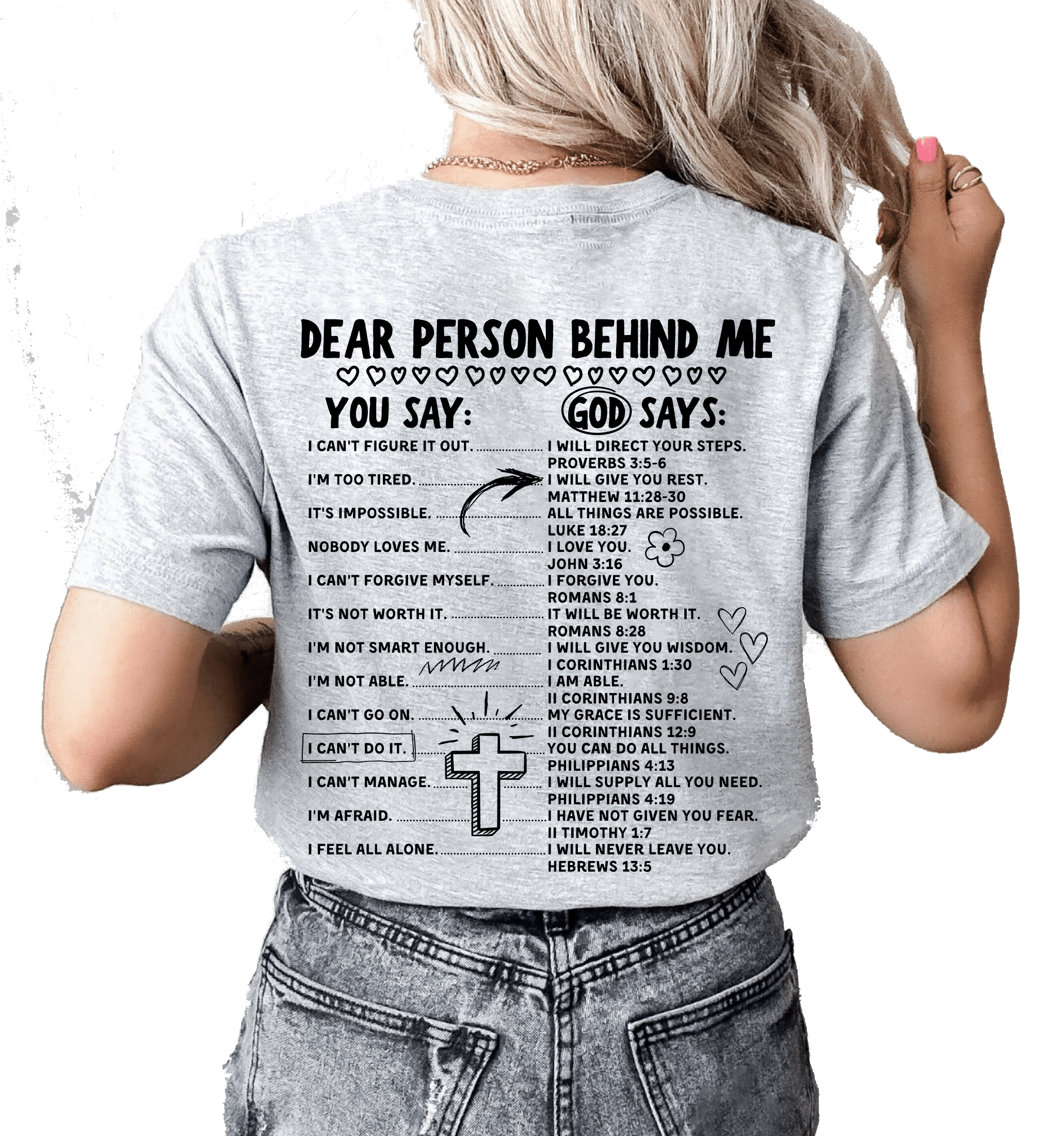 Womens Christian Tshirt Dear Person BehInd Me God Says Back Design ...