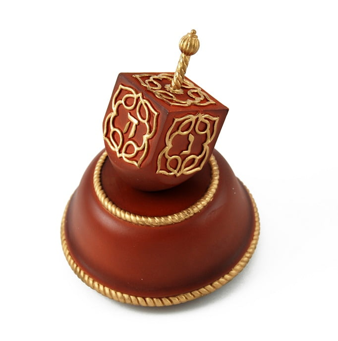 Festive Musical Dreidel with Wooden Base and Gold Accents - Fur Elise ...