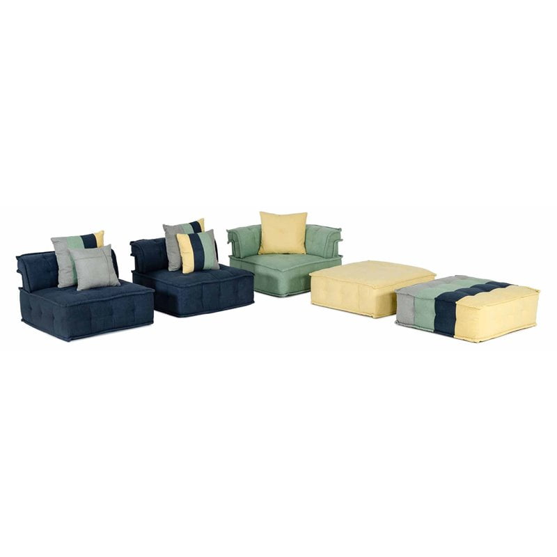 Divani Casa Dubai 5-Piece Modern Cotton Modular Sectional Sofa in Multi ...