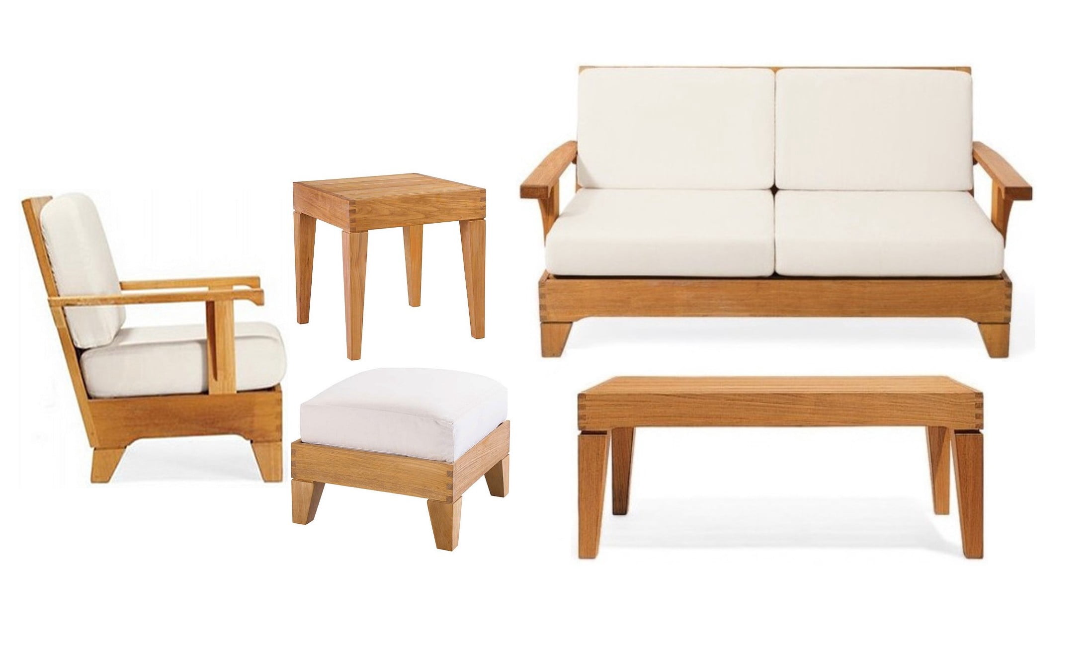 Caranas 5 Pc Sofa Set: Sofa, Lounge Chair, Ottoman, Coffee Table & Side ...