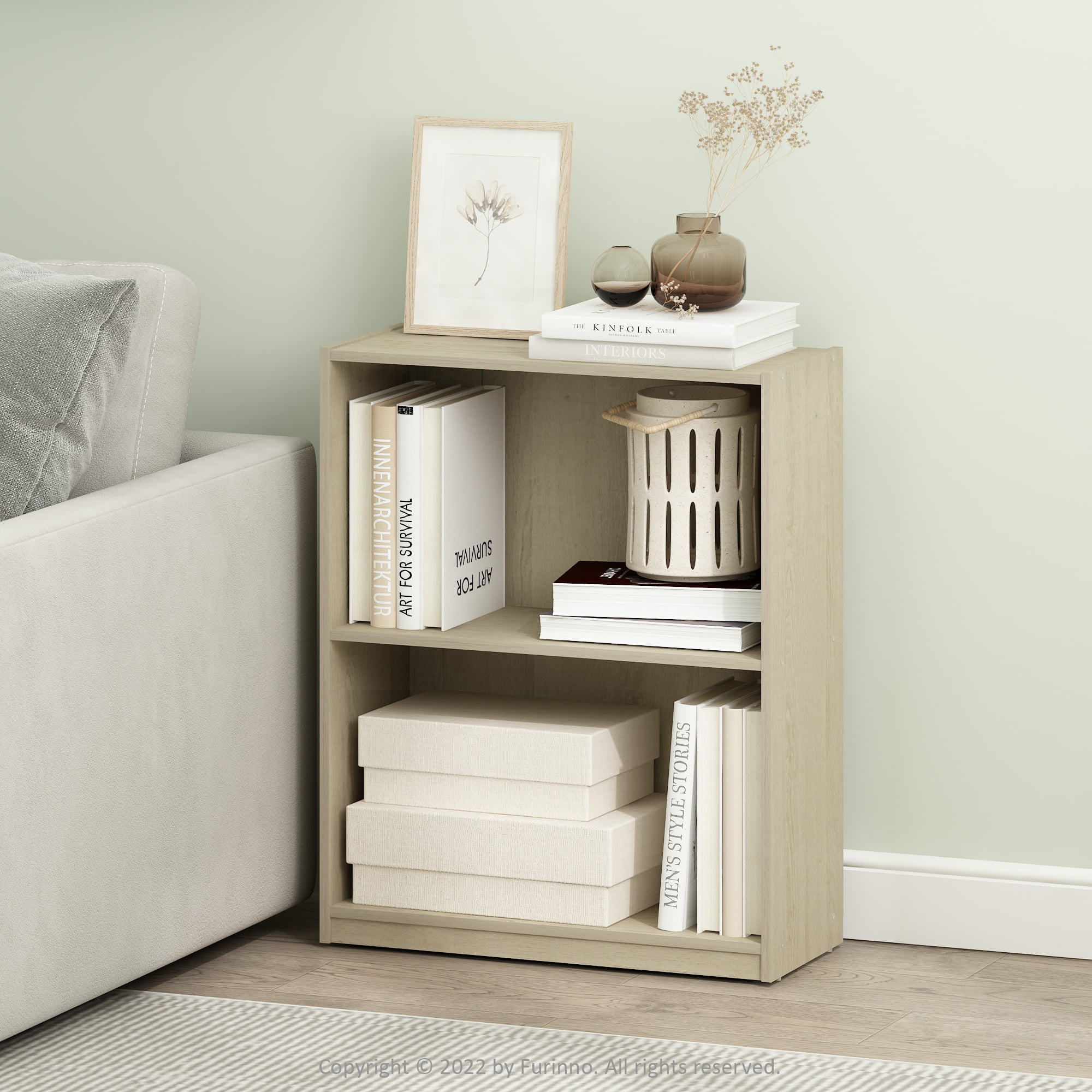 Furinno Gruen 2-Tier Open Shelf Bookcase, Metropolitan Pine - Walmart.com