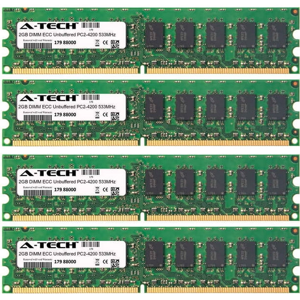 8GB Kit 4x 2GB Modules PC2-4200 533MHz ECC Unbuffered DDR2 DIMM Server ...