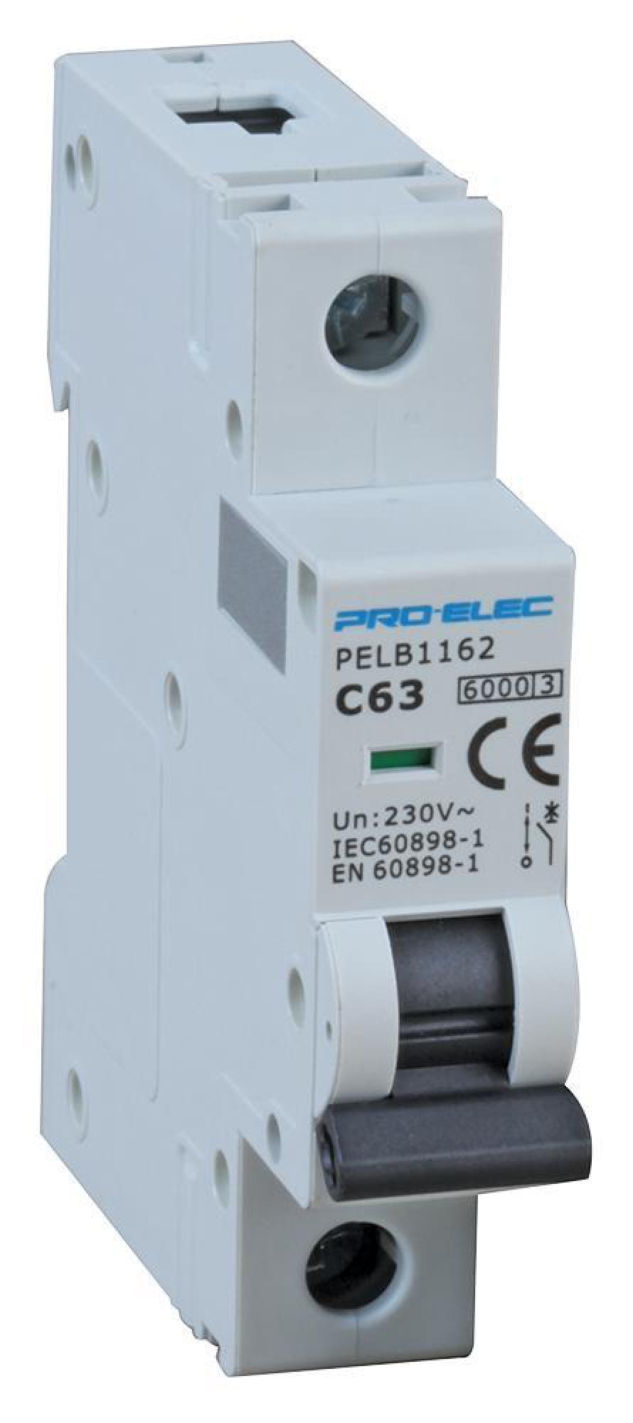 PRO ELEC - 63A Single Pole MCB, C Curve, 6kA - Walmart.com