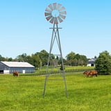 SOLAURA Heavy Duty 8FT Outdoor Windmill, Weather Resistant Metal ...