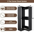 Homieasy Freestanding Corner Closet, 32'' Wide Wood, 2 Hanging Rods, 3 ...