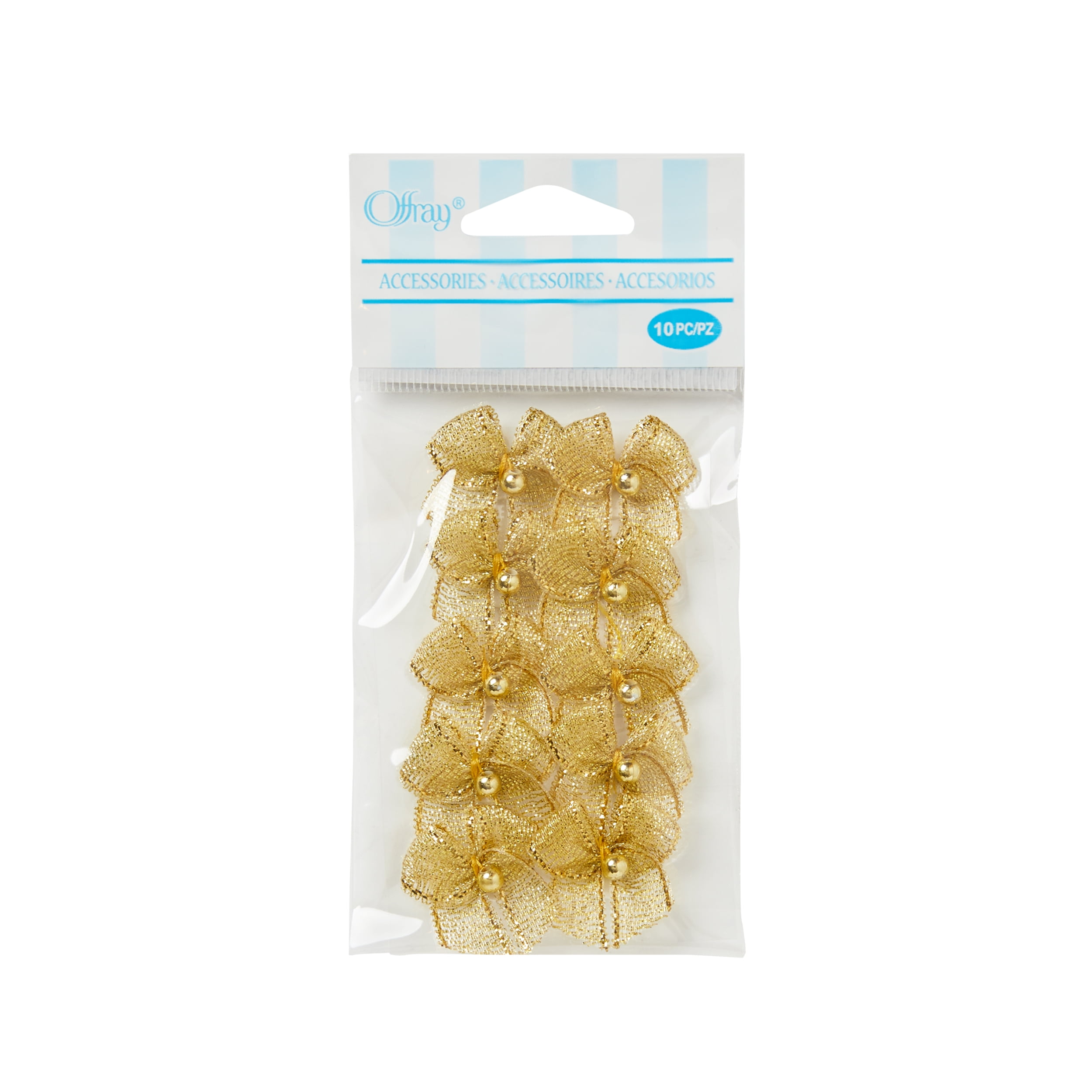 Offray Accessories, Gold 5/8 inch 2 Loop Bow with Pearl Accessory for ...