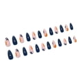 T-HOTLYST 24Pcs Almond Press on Nail Flower Design French Fake Nail ...