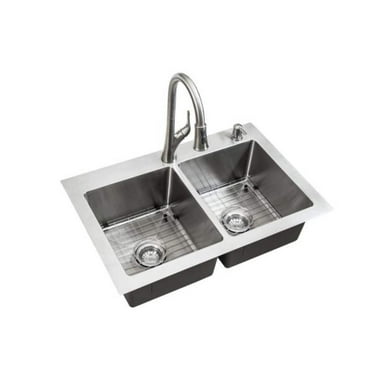 Lefton 304 Stainless Steel Waterfall Kitchen Sink Set with Pull-down ...