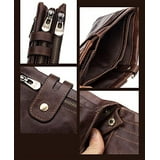 DEFNES Genuine Leather Bifold Wallet for Men with Zippered Security ...