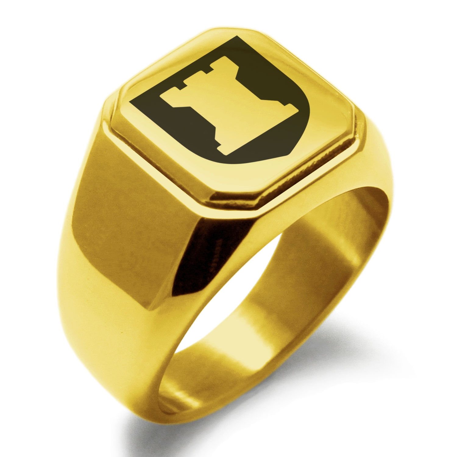 Stainless Steel Rook Strategy Coat of Arms Shield Engraved Square Flat ...