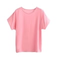 ClodeEU Women Cute Short Sleeve Crewneck Cropped T-Shirts,Solid Color ...