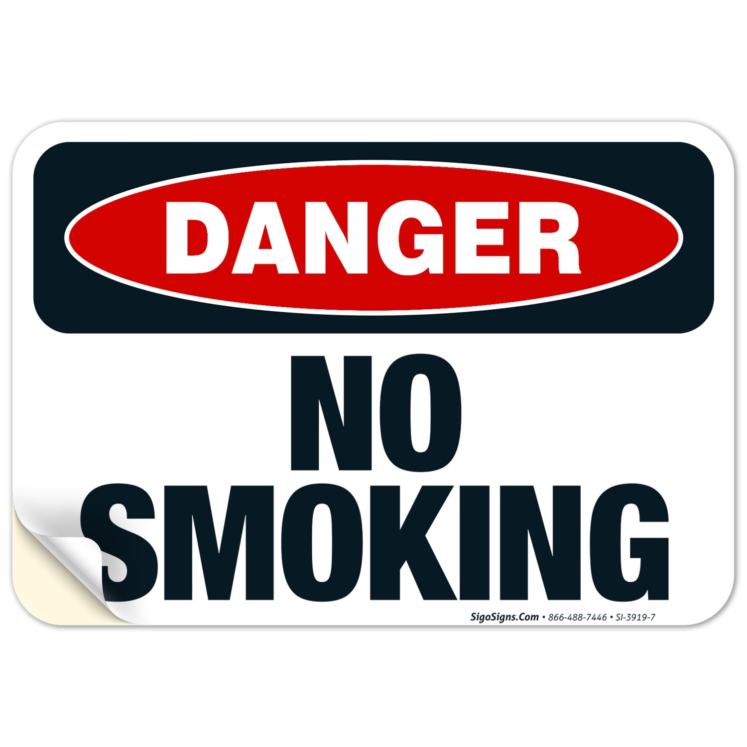 No Smoking Sign, OSHA Danger Sign, 10x7 Vinyl Sticker - Walmart.com