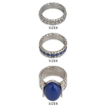 Jessica Simpson Faux silver tone, Turquoise Stone Ring Set, Set of 5 ...