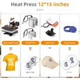 EastVita Heat Press Machine 6 in 1 Heat Press, 800W Sublimation Machine ...