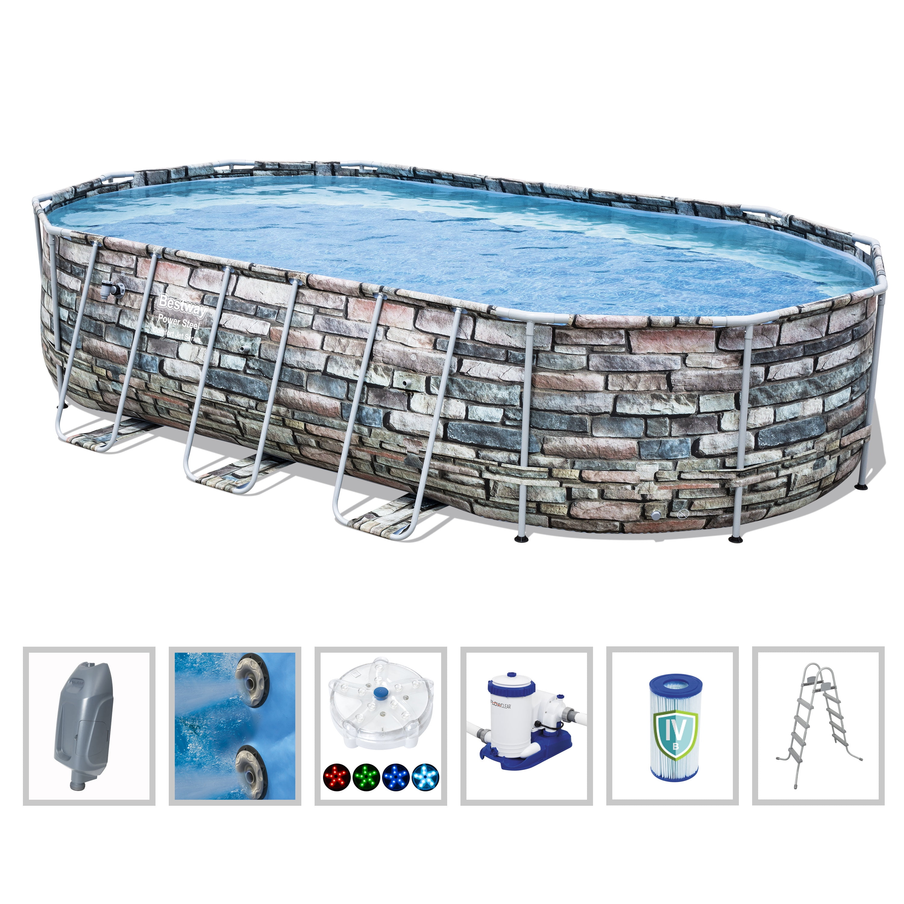 Bestway Power Steel Frame Comfort Jet Series 20 X 12 X 48 Oval Above