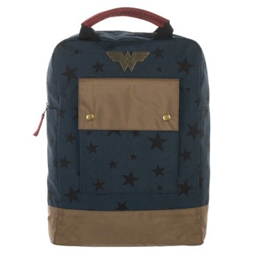 Wonder Woman Tech Backpack - Navy Blue with Gold Outline, Perfect for ...