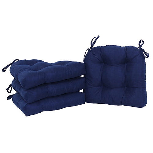 Mainstays Waterfall Blue Faux Suede Chair Pad with 2 Ties - Walmart.com ...