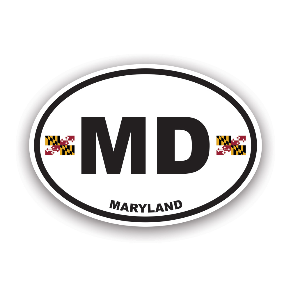 Maryland Flag Oval Sticker Decal - Self Adhesive Vinyl - Weatherproof ...
