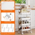 5-Tier Slim Storage Cart, Wooden Top Rolling Kitchen Cart with Pull-Out ...