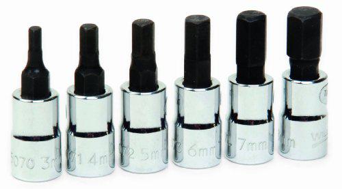 1/4" Drive Metric Hex Bit Socket Set, 6pcs On Clip Rail - 3mm, 4mm, 5mm ...