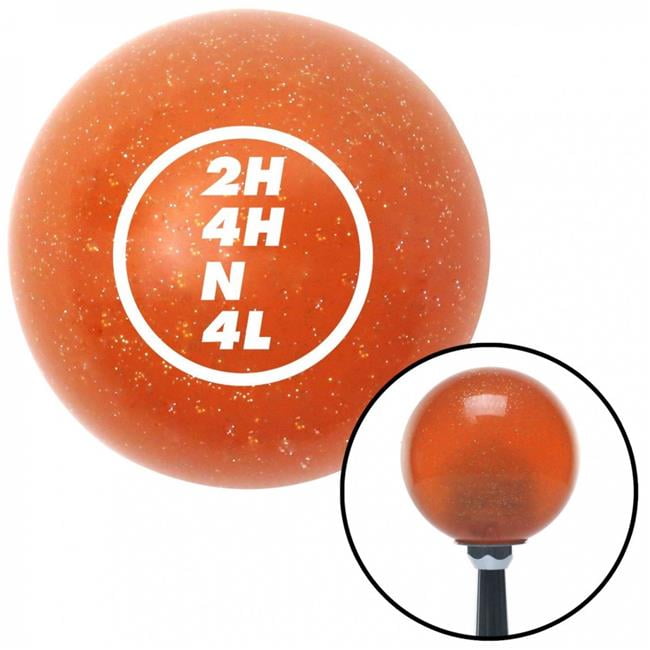 American Shifter White Transfer Case No.8 Orange Metal Flake Shift Knob ...