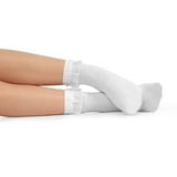 Skeleteen Sheer White Ruffled Adult Anklet Socks - Lace Top Trim Opaque ...