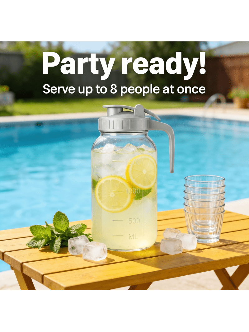 HSIAOLIN, Glass Jug, 64oz Mason Jar with Lid, Leak Proof Gray - Walmart.com