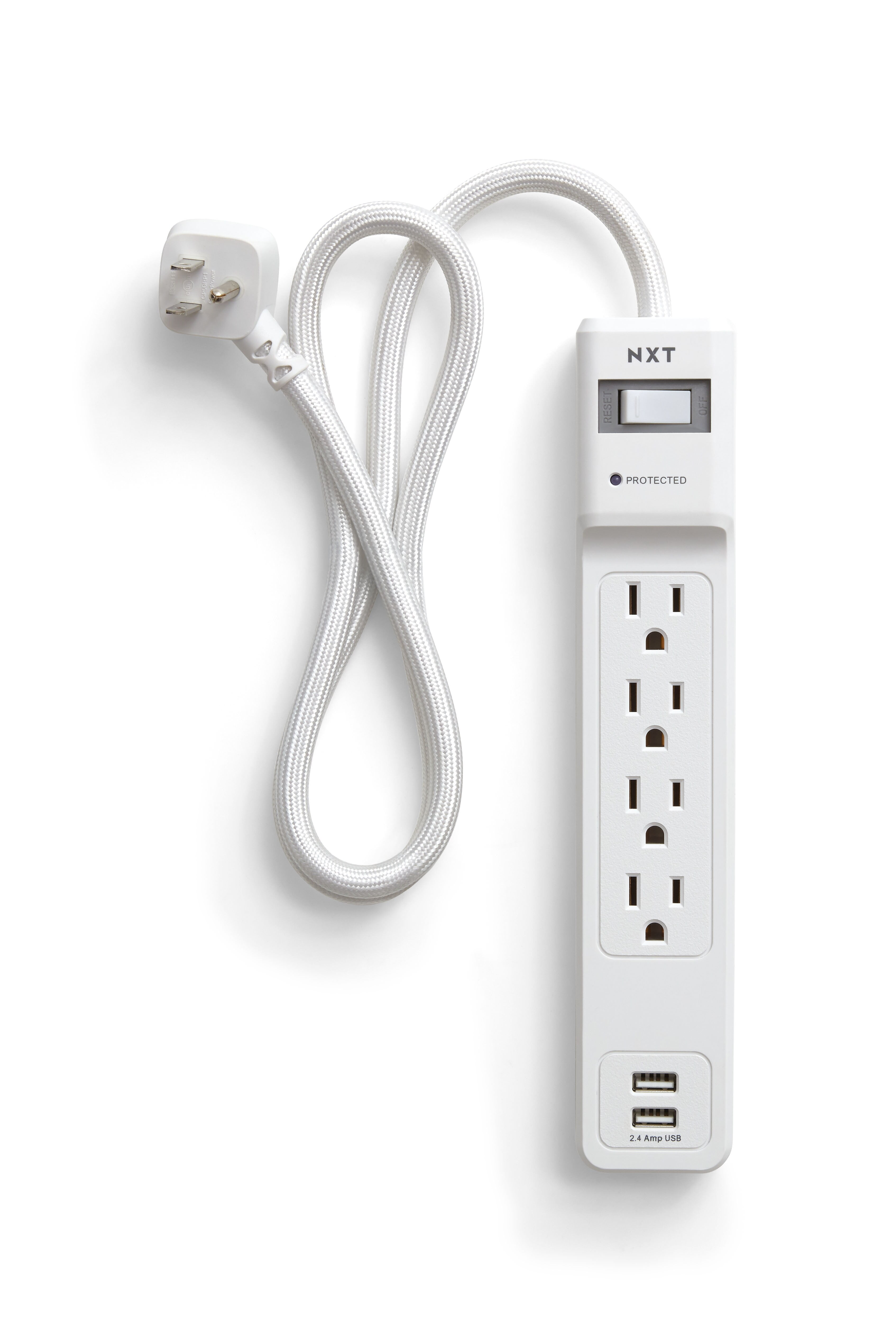 NXT Technologies 4-Outlet 2 USB Surge Protector 3ft Cord 600 Joules ...