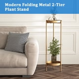 Resenkos 2-Tier Metal Round Accent Side Table for Plant Display ...