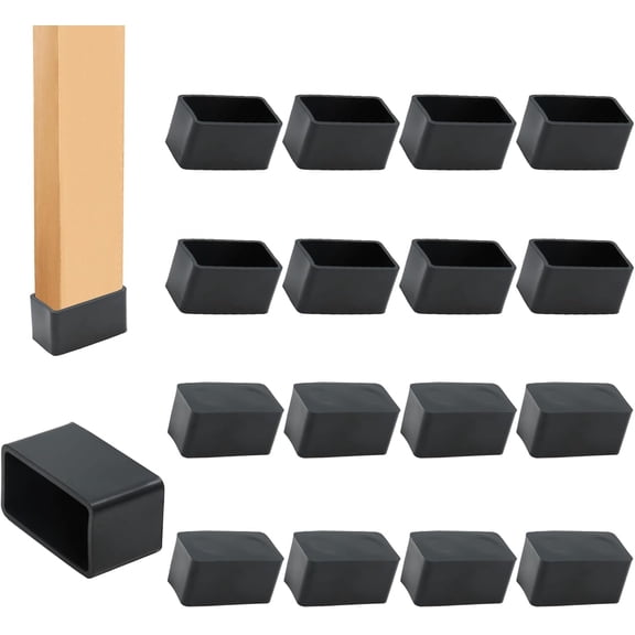 12 count PVC Rectangle Rubber Chair Tips Caps, 40mm x 20mm Table Foot ...