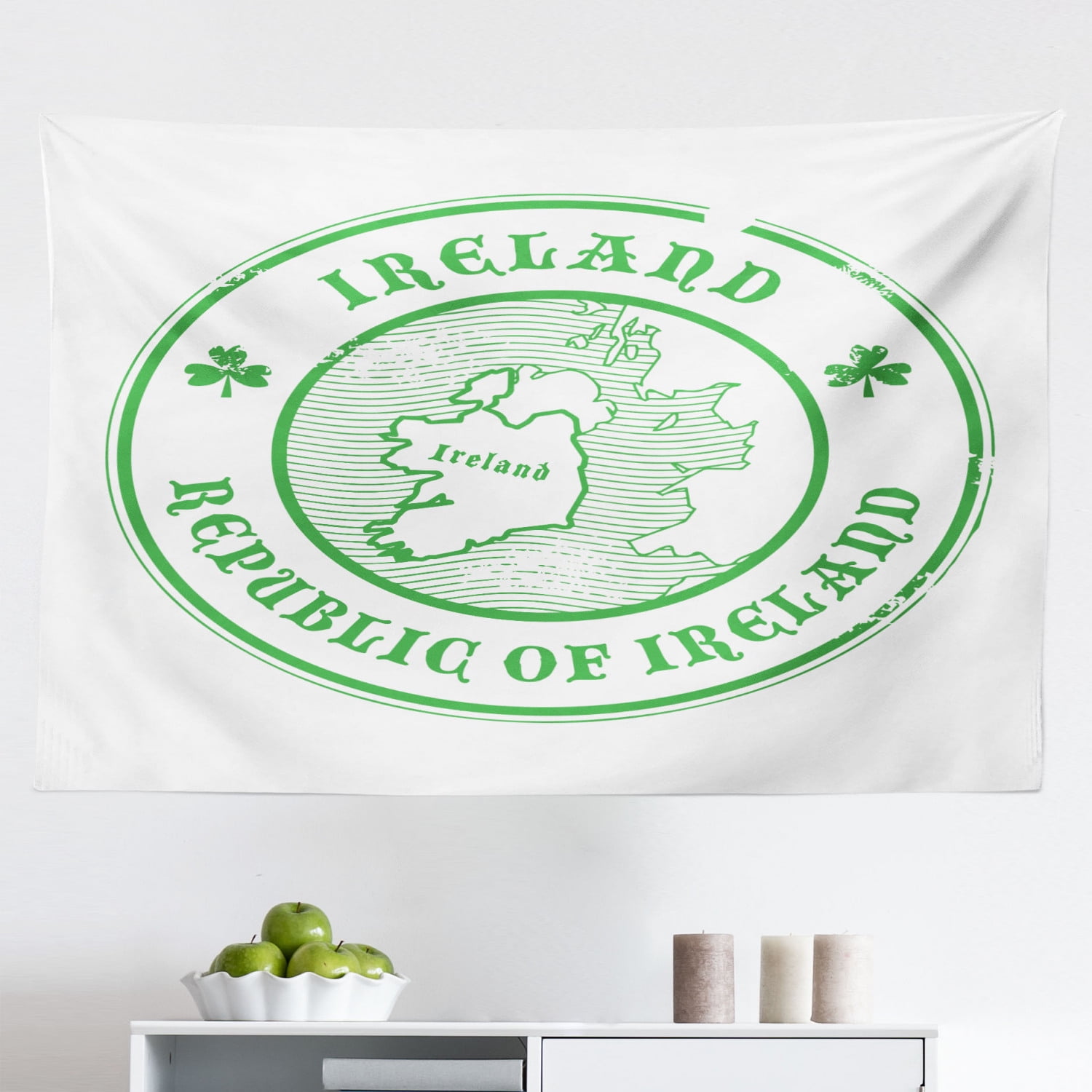 Ireland Map Tapestry, Monochrome Interpretation of Country Map ...