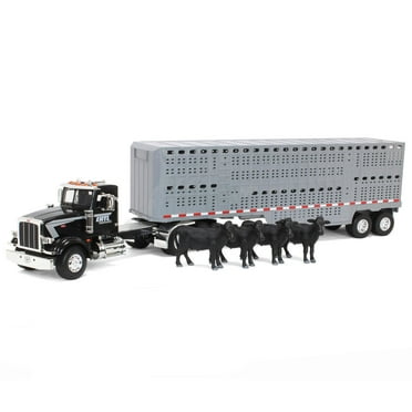 Peterbilt Big Farm Model 367 Semi Logging Truck Toy with PUP Trailer ...