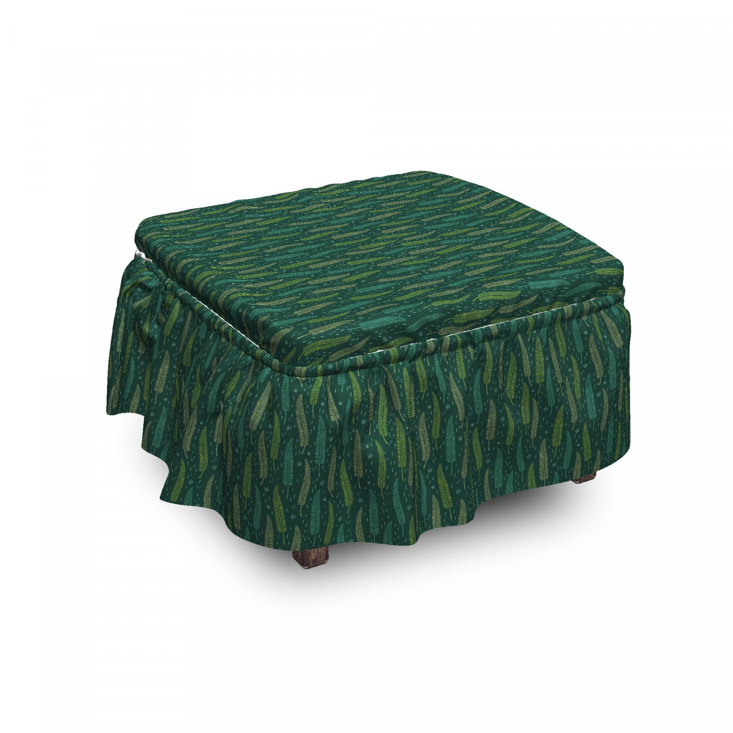 Floral Ottoman Cover, Exotic Tropic Hawaii Leaves, 2 Piece Slipcover ...