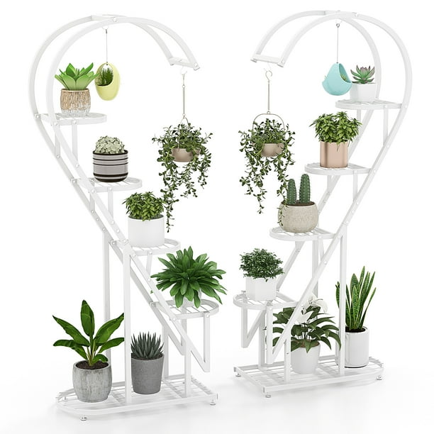 Topbuy 5-Tier Metal Plant Stand, Heart-shaped Plant Shelf Tiered Plant ...