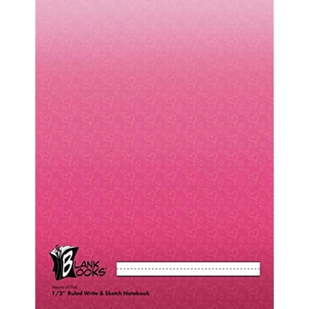 Blank Books(™) Hearts of Pink 1/2" Ruled Write & Sketch Notebook ...