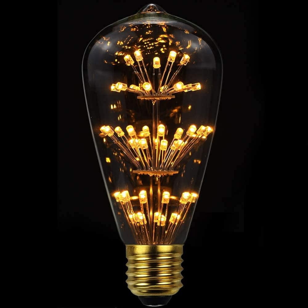 LINLIN 2 Pack Firework Light Bulb, 3W Retro Starry Light Bulb E27 Base ...