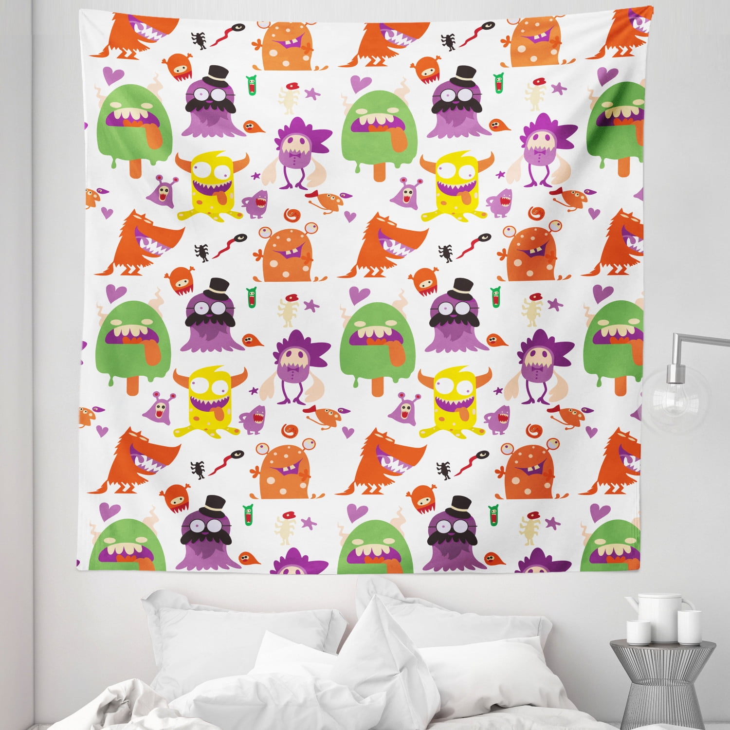 Alien Tapestry, Monsters Humorous Creatures Beings Colorful Cartoon ...