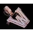 10K Rose White Gold Real Diamond Custom Initial W Letter Pendant 1.9 CT ...