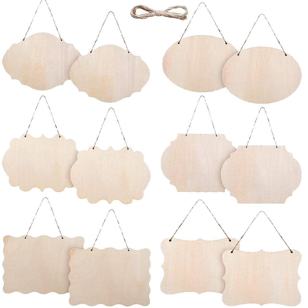 NUOLUX 12pcs Blank Wood Signs Wooden Blank Boards Unfinished Hanging ...