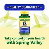 Spring Valley Vitamin D3 Softgels, 125 Mcg per Softgel, 5,000 IU, 250 ...