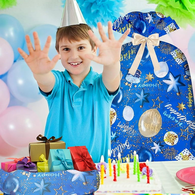 Extra Large Gift Bag Jumbo Giant Gift Bag for Huge Gifts XL Birthday Bag Wrapping Bag for Large Presents Blue Gift Wrap Bag for Boys Men
