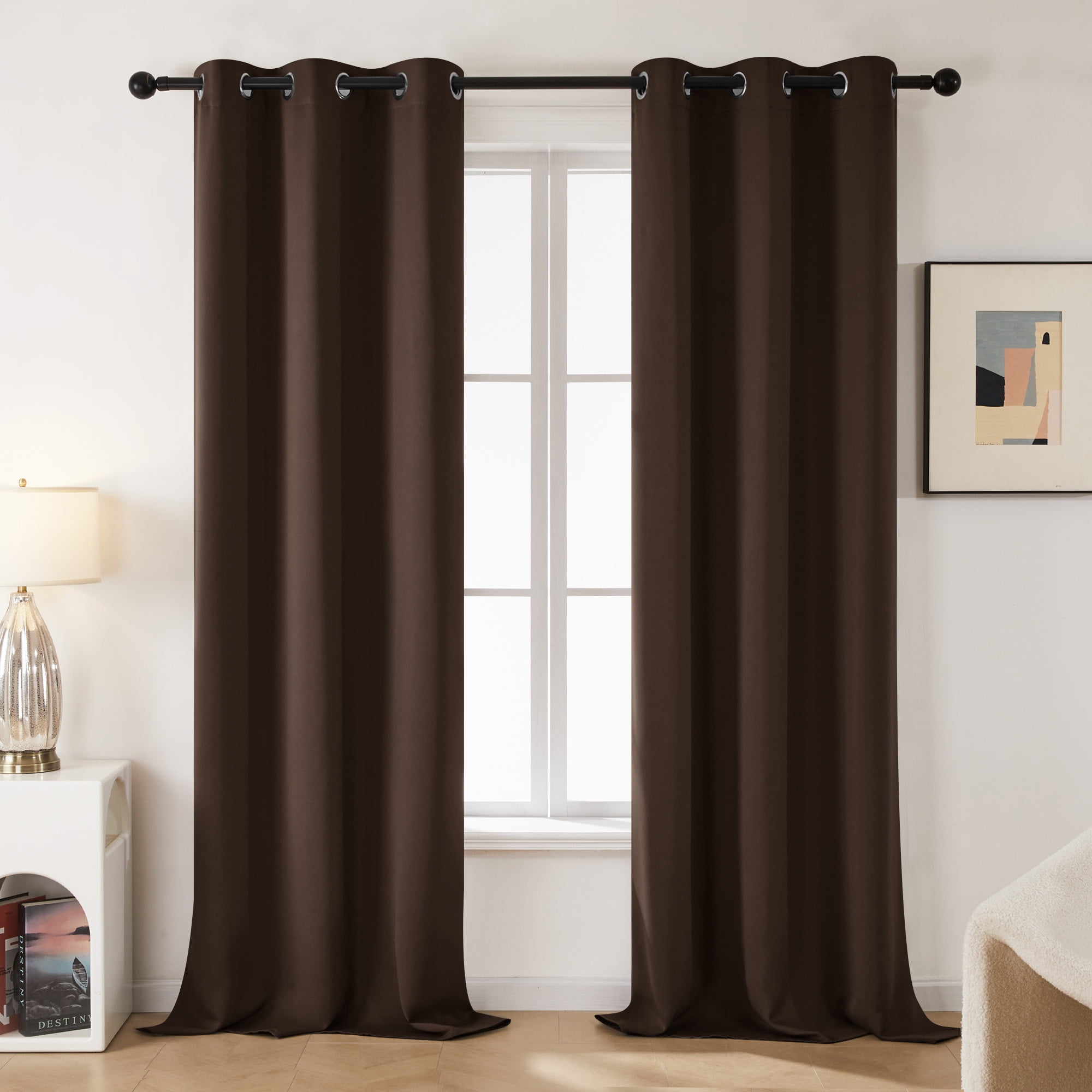 Deconovo Thermal Insulated Solid Blackout Window Curtains for Living ...