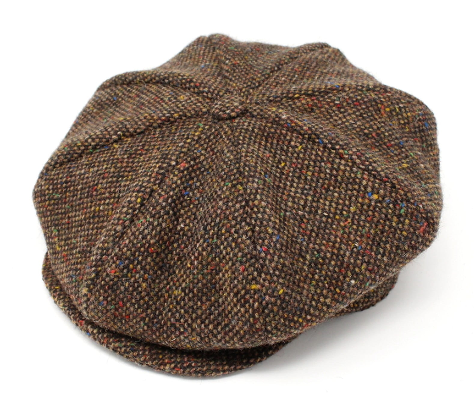 Hanna Hats - Hanna Hats Men's Eight Piece Irish Flat Cap Tweed Hat - Brown Salt and Pepper ...