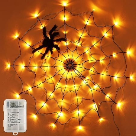 Spider Web Light 60 Led 3.25ft Diameter Light Up Spider Web Halloween ...